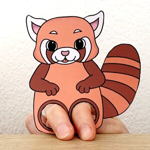 Red Panda Paper Craft Printable Asian Animal Finger Puppet Kids Craft ...