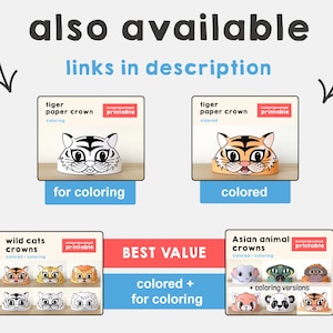 Tiger Paper Crown Party Coloring Printable Kids Craft Tiger Birthday ...