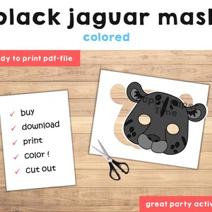 Black Jaguar Panther Mask Printable Party Favor Costume Mask Party ...