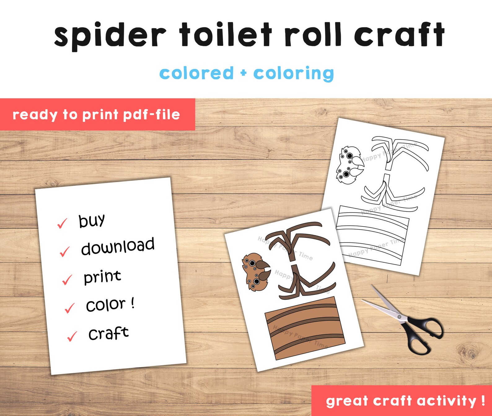 Spider Toilet Paper Roll Craft Bugs Insects Party Coloring - Etsy
