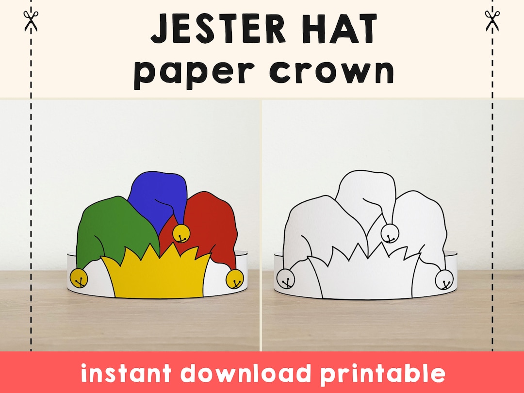 Jester Paper Hat Crown Template Fantasy Medieval Party Headband ...