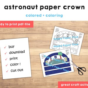 Astronaut Helmet Paper Crown Space Astronomy Party Coloring Printable ...