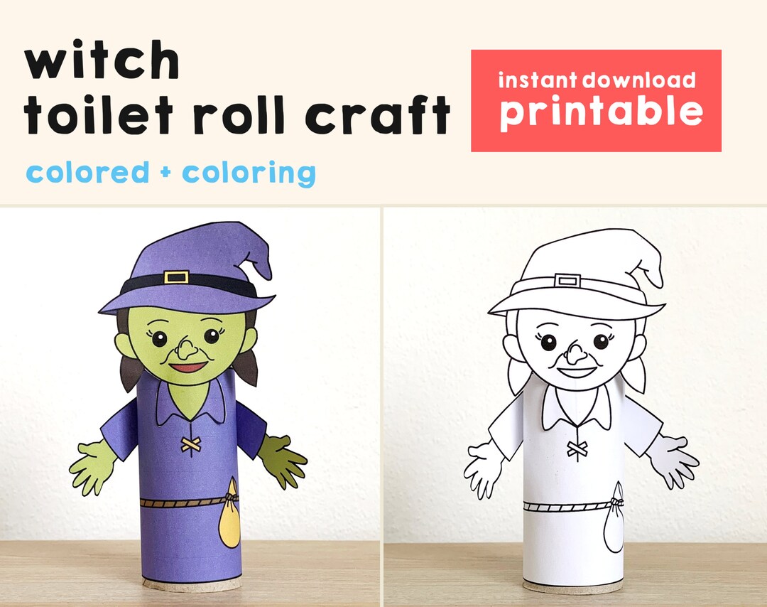 Witch Toilet Paper Roll Craft Halloween Spooky Party Coloring Printable ...