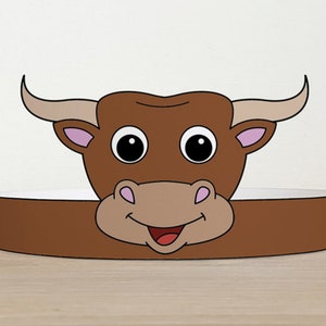 Cow Longhorn Paper Crown Headband Party Printable Kids Craft Wild West ...