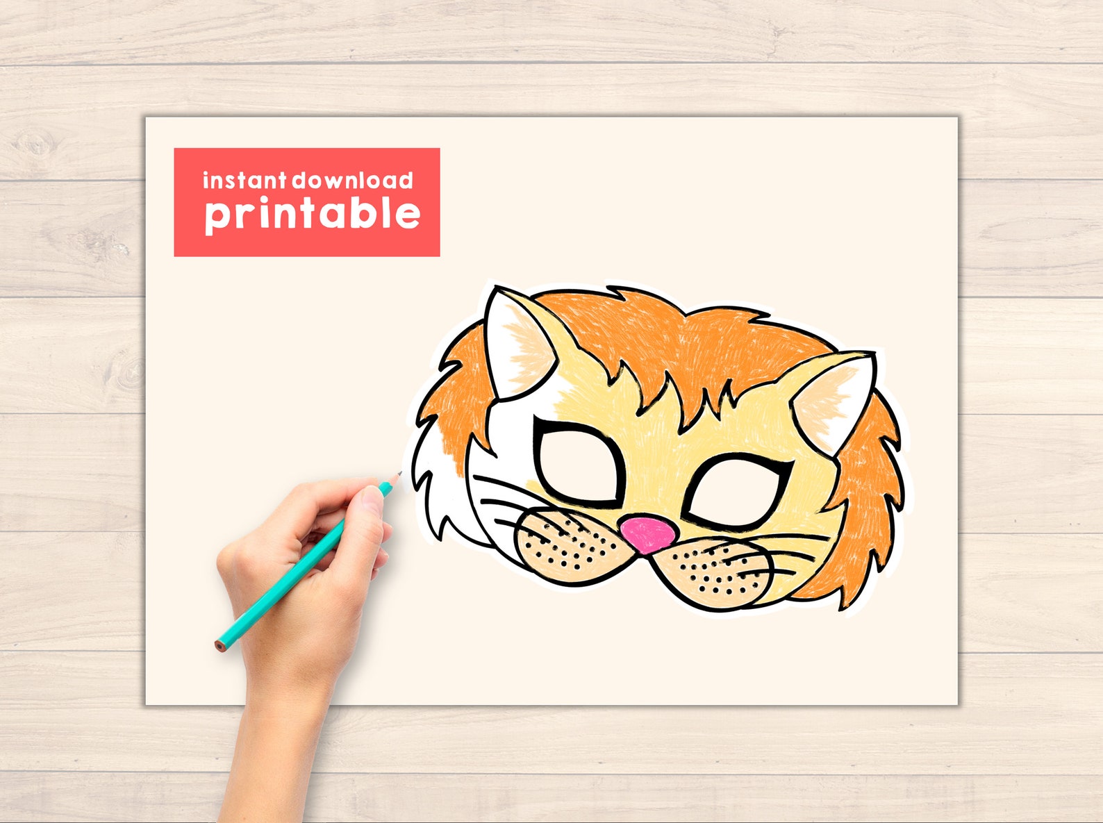 Lion Mask Printable Lion Costume Mask Lion Party Jungle Animal - Etsy