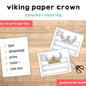 Viking Paper Crown Activity Printable Kids Craft Helmet Medieval ...
