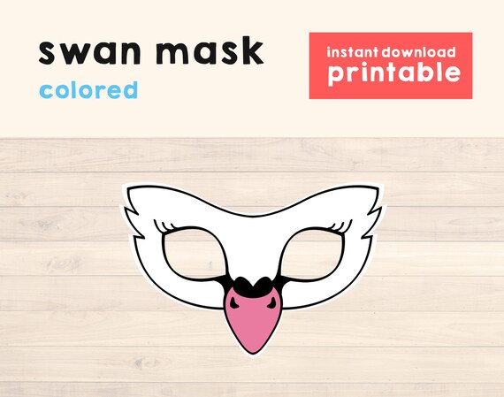 Swan Mask Party Printable Costume Fairytale Kids Party Mask | Etsy