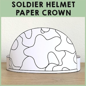 Soldier Helmet Paper Crown Headband Military Army Veteran Day Coloring ...