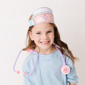 Nurse Cap Hat Paper Crown Party Coloring Printable Kids Craft Doctor ...