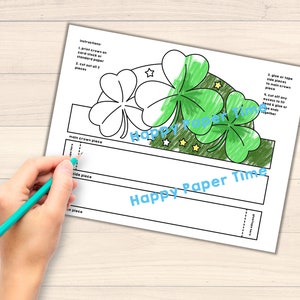 Shamrock Clovers Paper Crown Headband St Patrick's Day Party Coloring ...