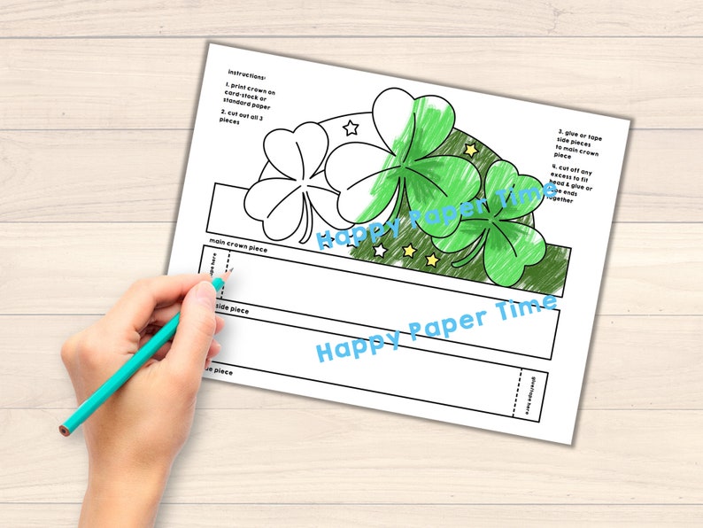 Shamrock Clovers Paper Crown Headband St Patrick's Day - Etsy