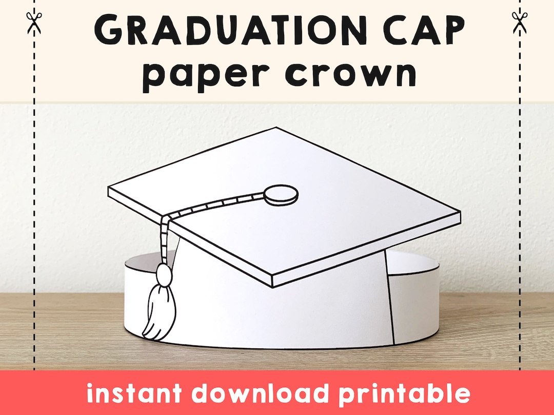 Graduation Cap Paper Crown Party Coloring Printable Kids Craft ...