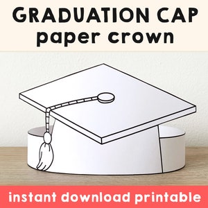 Graduation Cap Paper Crown Party Coloring Printable Kids Craft ...