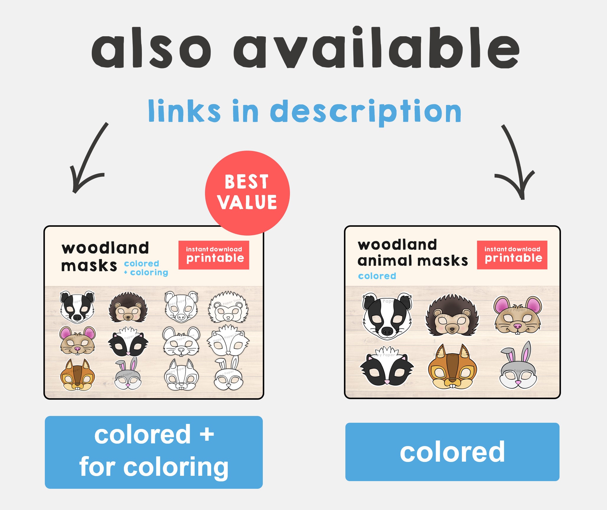 Woodland Animal Masks Template Pdf Crafting Kid Party Favor Printable ...