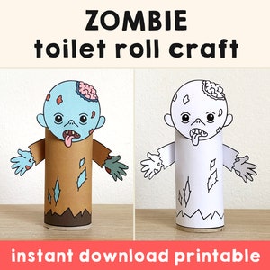 Zombie Toilet Paper Roll Craft Halloween Spooky Party Coloring ...