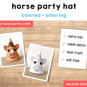 Horse Party Hat Paper Printable Template Print Farm Animal Table ...