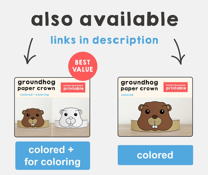 Groundhog Day Paper Crown Party Coloring Printable Kids Craft - Etsy