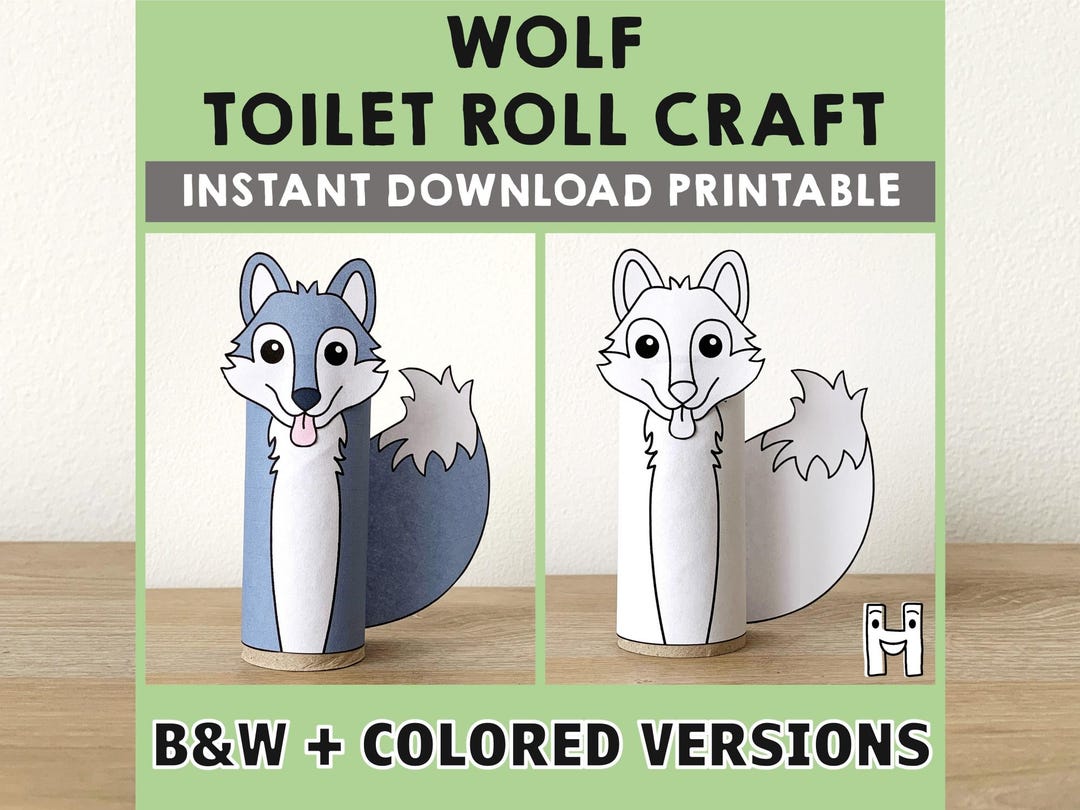 Wolf Toilet Paper Roll Craft Forest Woodland Party Coloring Printable ...