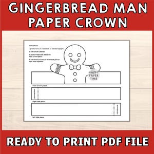 Gingerbread Man Paper Crown Hat Christmas Winter Holiday Party Coloring ...