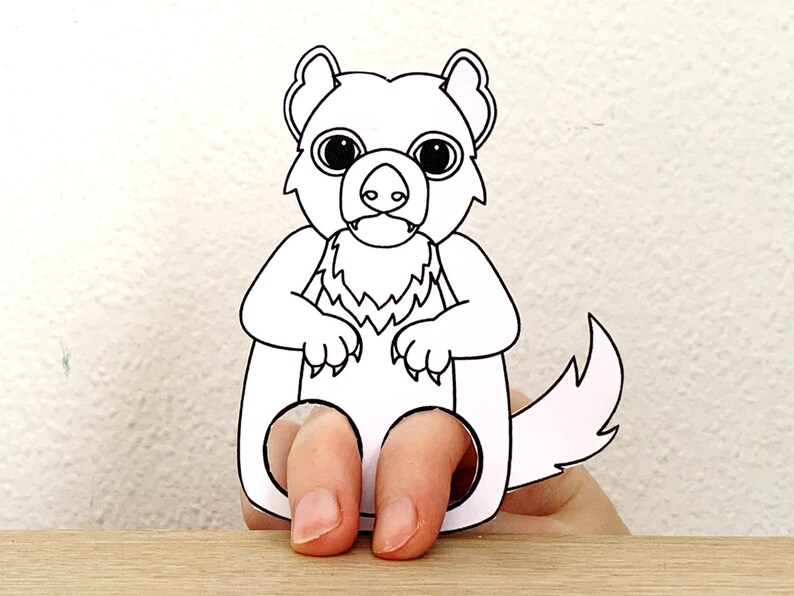 Tasmanian Devil Paper Craft Printable Australian Animal Finger - Etsy