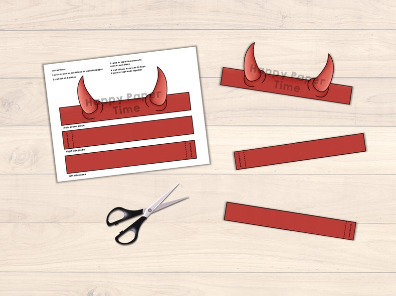 Devil Horns Paper Crown Party Coloring Printable Kids Craft - Etsy