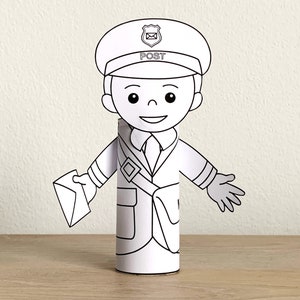 Postman Toilet Paper Roll Craft Mail Carrier Party Coloring Printable ...