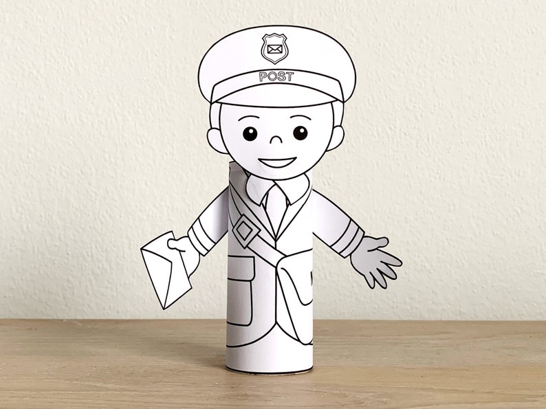 Postman Toilet Paper Roll Craft Mail Carrier Party Coloring - Etsy