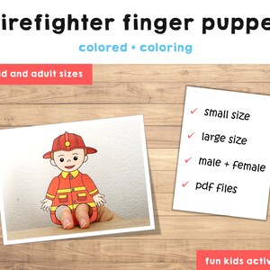 Firefighter Paper Craft Printable Community Helper Finger Puppet Kids ...