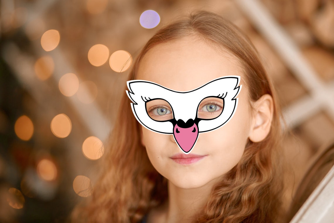 Swan Mask Party Printable Costume Fairytale Kids Party Mask Swan Party ...