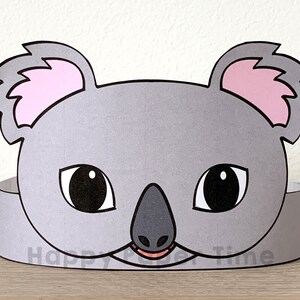 Koala Paper Crown Party Coloring Printable Kids Craft Australia Safari ...