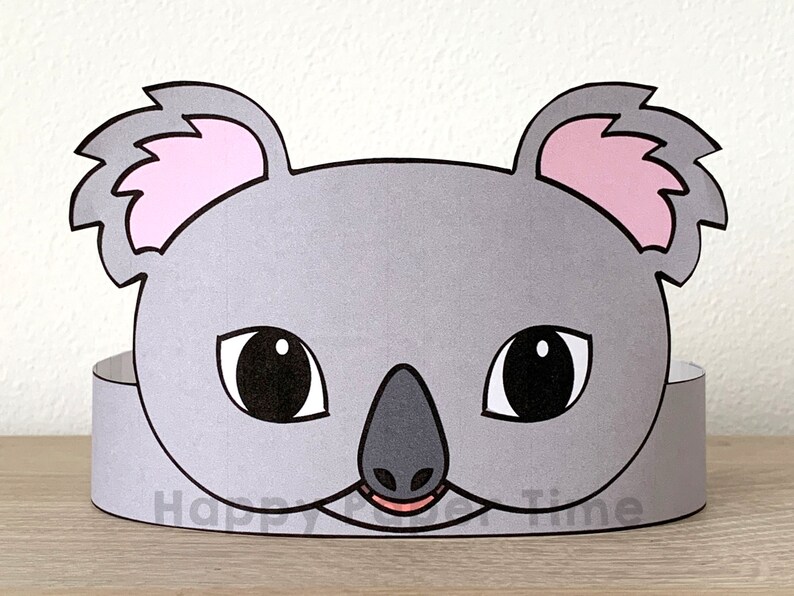 Koala Paper Crown Party Coloring Printable Kids Craft | Etsy