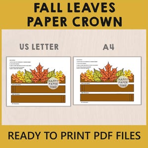 Fall Leaves Paper Headband Crown Thanksgiving Autumn Party Printable ...