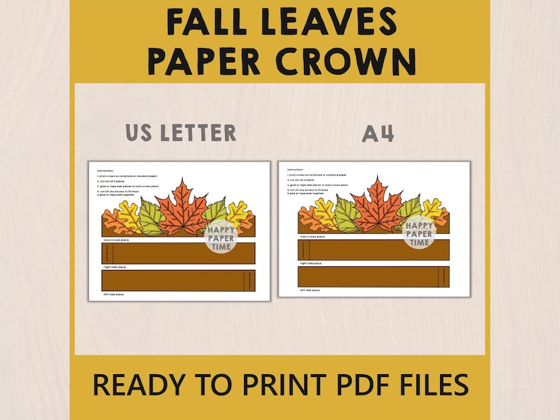 Fall Leaves Paper Headband Crown Thanksgiving Autumn Party Printable ...