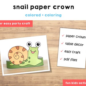 Snail Paper Crown Headband Party Coloring Printable Kids Craft Bug ...
