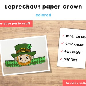 Leprechaun Paper Crown Headband St Patrick's Day Party Activity ...