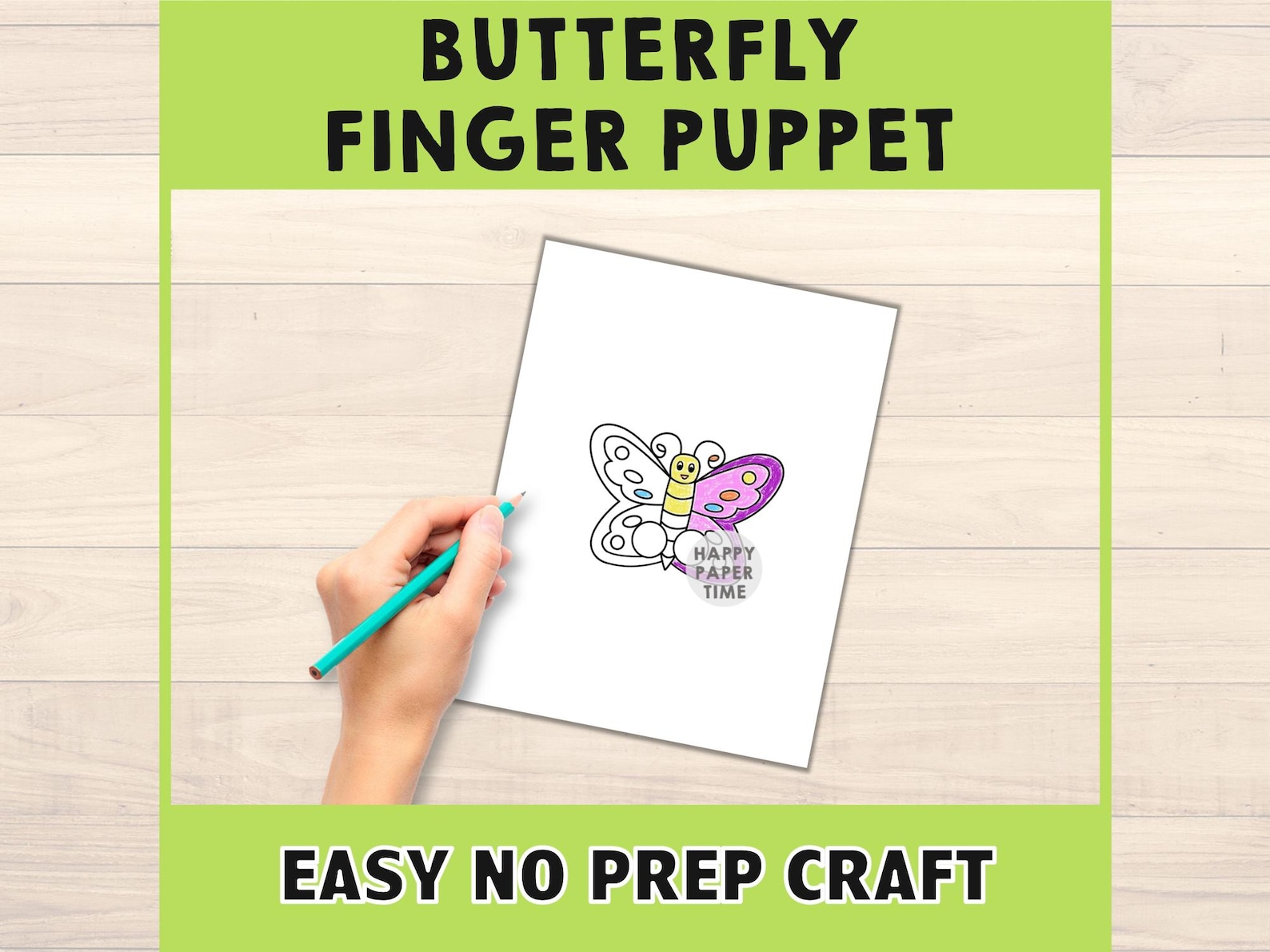 Butterfly Paper Craft Printable Finger Puppet Template Kids Activity ...