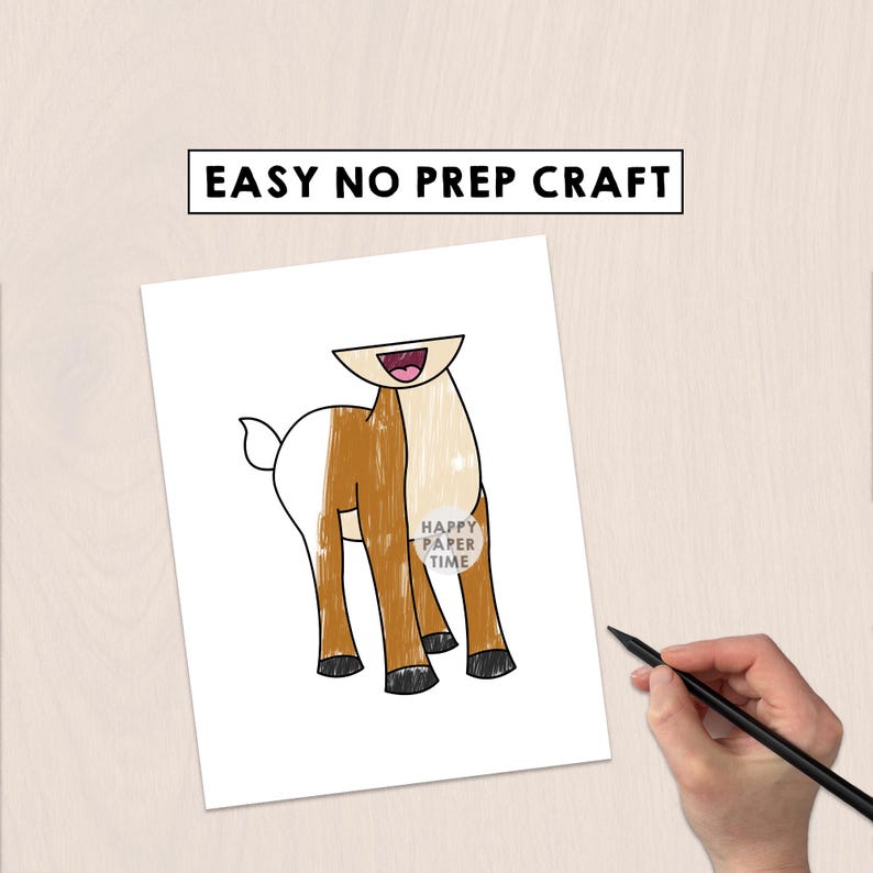 Deer Paper Bag Puppet Printable Forest Animal Craft Activity Cut Paste ...