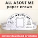 All About Me Paper Crown Back to School Hat Headband Coloring - Etsy