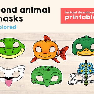 Pond Animals Paper Mask Craft Activity Template for Kids, Duck, Frog ...