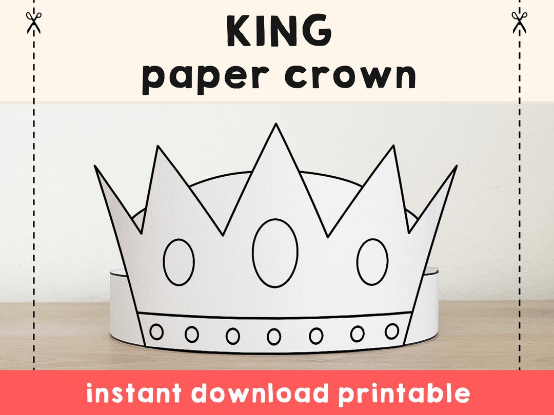 King Paper Crown Template Fantasy Medieval Party Headband Coloring ...