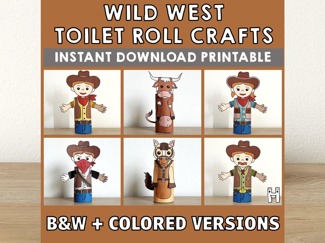 Wild West Toilet Paper Roll Craft Activity Cowboy Party Coloring ...