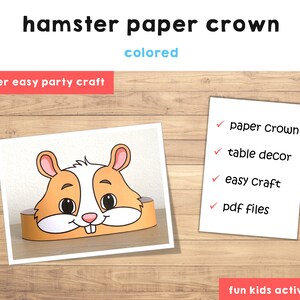 Hamster Paper Crown Headband Pet Animal Printable Kids Craft Rodent ...