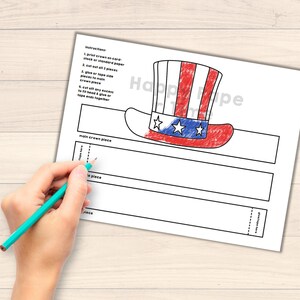 Uncle Sam Hat Paper Crown Party Coloring Printable Kids Craft America ...