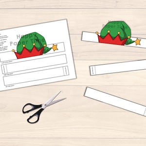 Christmas Elf Paper Crown Hat Winter Holiday Party Coloring Printable ...
