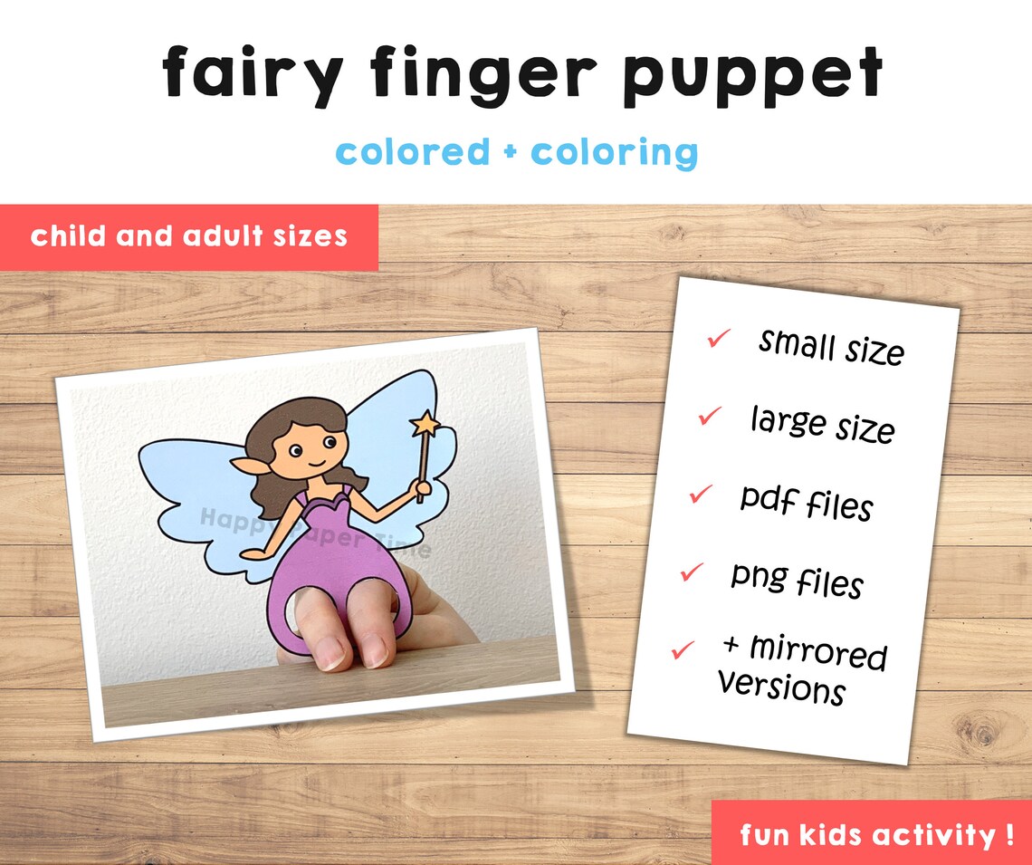 Fairy Paper Craft Printable Finger Puppet Template Kids Craft - Etsy
