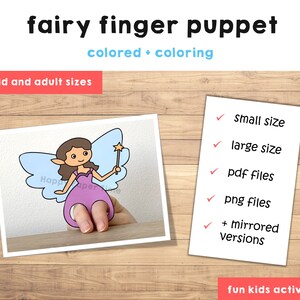 Fairy Paper Craft Printable Finger Puppet Template Kids Craft Activity ...