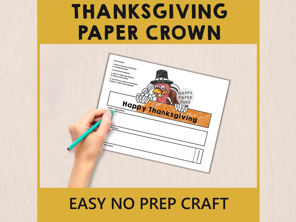 Thanksgiving Paper Crown Headband Craft Turkey Party Favor Decor ...