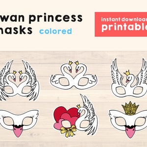 Swan Princess Party Printable Masks Fairytale Kids Party Mask Swan ...