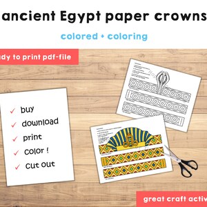 Ancient Egypt Paper Crowns Pharaoh Cobra Cleopatra Isis Scarab Cat Ankh ...