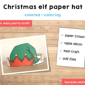 Christmas Elf Paper Crown Hat Winter Holiday Party Coloring Printable ...